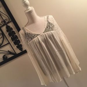 Tops | New Gorgeous Boho Ivory Top W Lace Detail Size L | Poshmark